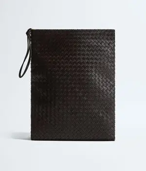 Bottega Veneta Intrecciato Nappa Leather Giornale Pouch - Espresso