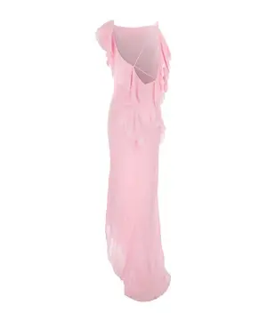 SELF-PORTRAIT Georgette Frill Maxi Dress - Pink
