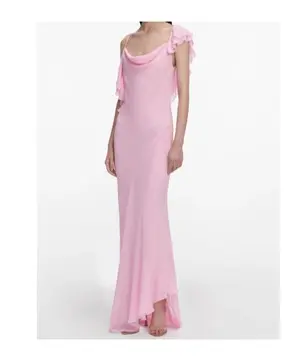 SELF-PORTRAIT Georgette Frill Maxi Dress - Pink