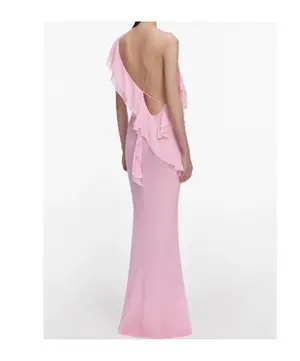 SELF-PORTRAIT Georgette Frill Maxi Dress - Pink