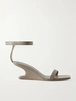 Rick Owens Cantilever Leather Wedge Mules