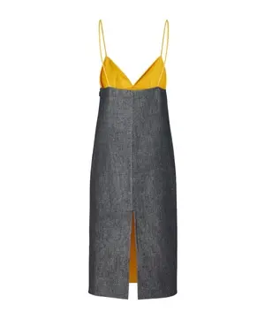 Fendi V-neck Denim Midi Dress With Ajour Motif - Blue