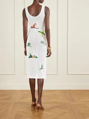 Staud Luma Embroidered Cotton Knit Dress
