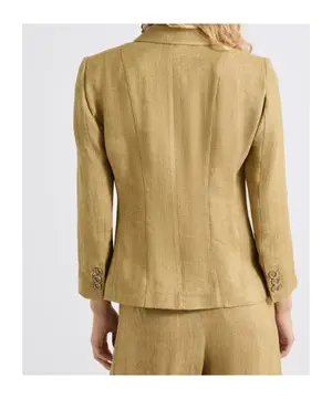 Marella Slim-fit Faded Linen Blazer - Khaki