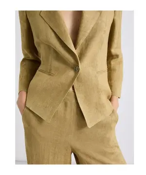 Marella Slim-fit Faded Linen Blazer - Khaki