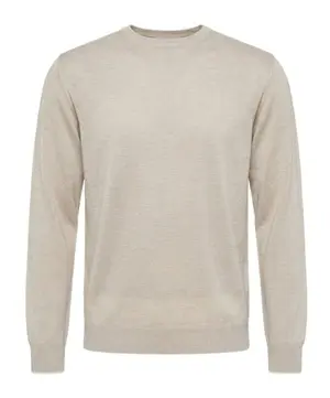 Peserico Crewneck Jumper With Contrasting Stripe Trim - Nude