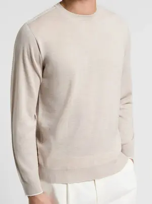 Peserico Crewneck Jumper With Contrasting Stripe Trim - Nude