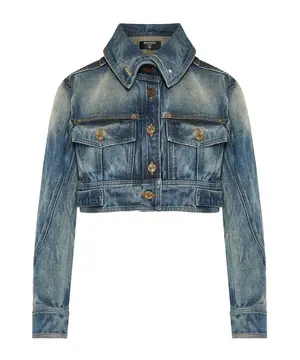 Balmain High-collar Two-pocket Denim Jacket