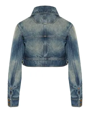 Balmain High-collar Two-pocket Denim Jacket