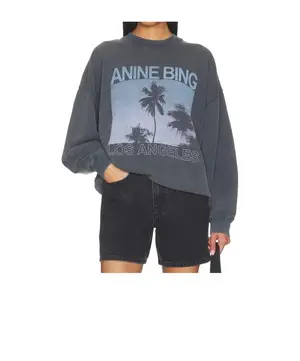 ANINE BING Graphic Crewneck Sweatshirt - Washed Ash