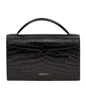 Alexander McQueen Skull Embellished Embossed Top Handle Bag - Black
