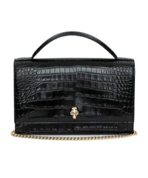 Alexander McQueen Skull Embellished Embossed Top Handle Bag
