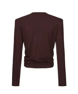Magda Butrym Knotted Long Sleeve Jersey Blouse - Brown