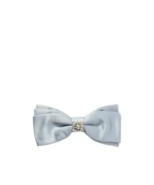 Erdem Crystal-embellished Satin Bow Hairclip - Gray