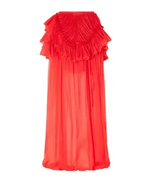 Dries Van Noten Ruffled Silk-chiffon Maxi Skirt - Orange