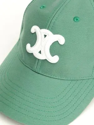 Celine Triomphe Baseball Cap In Washed Cotton Gabardine - Green