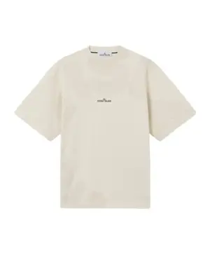 Stone Island Logo Printed Crewneck T-shirt - Ivory