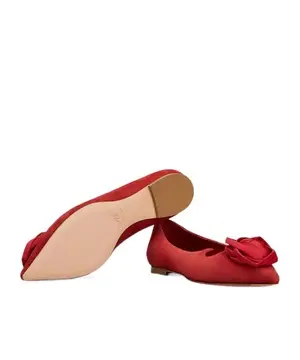 ROGER VIVIER Suede Ballet Flats With Rose Embellishment - Red