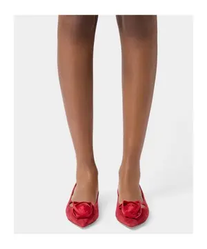 ROGER VIVIER Suede Ballet Flats With Rose Embellishment - Red