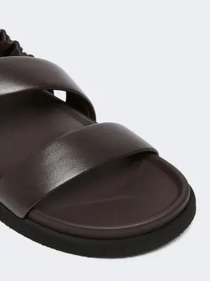 Max Mara Leather Macro Strap Sandals - Chocolate-colored