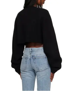 TOTEME Crewneck Cropped Cardigan - Black