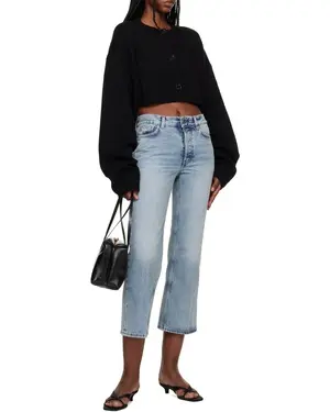 TOTEME Crewneck Cropped Cardigan - Black