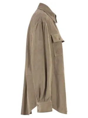 Brunello Cucinelli Patch Pocket Suede Overshirt - Brown