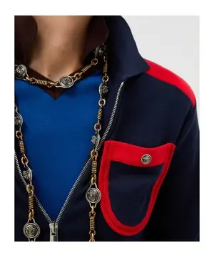 Versace Long-sleeved Zipped Cardigan With Medusa Hardware