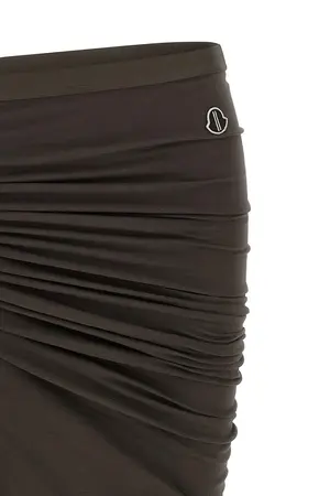 Rick Owens Moncler Appliquéd Cotton-jersey Maxi Skirt - Black