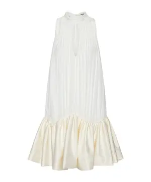 ROTATE BY BIRGER CHRISTENSEN Gathered Pleated Mini Dress - White