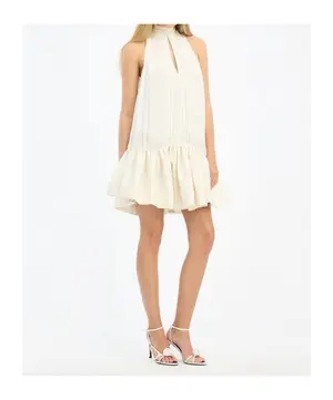 ROTATE BY BIRGER CHRISTENSEN Gathered Pleated Mini Dress - White
