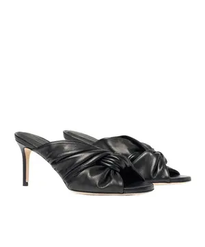 SCAROSSO Kiki Knotted Kitten Heel Mules - Black