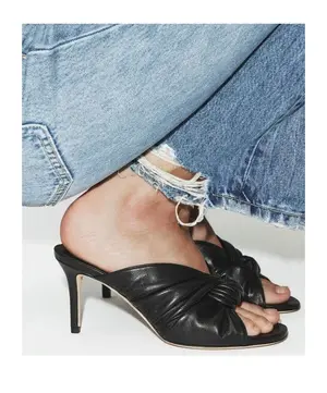 SCAROSSO Kiki Knotted Kitten Heel Mules - Black