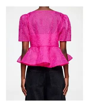 GANNI Shibori Organza Peplum Top