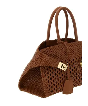 FERRAGAMO Woven Leather Handbag - Brown