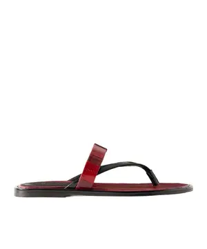 Dries Van Noten Striped Leather Flip Flop Sandals