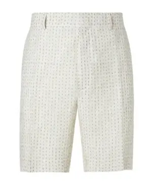 Fendi Beige Linen Shorts With Ff Stitching Motif - Light Brown