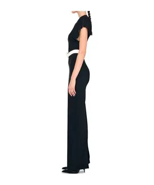 Norma Kamali Cap Sleeve Shoulder Pad Maxi Dress