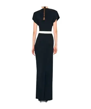 Norma Kamali Cap Sleeve Shoulder Pad Maxi Dress