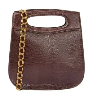 Soeur Textured Leather Top Handle Handbag With Chain Strap