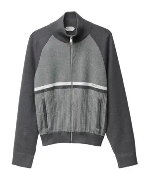 Versace Embroidered Jacquard Knitted Zipped Cardigan