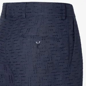 Fendi Ff Jacquard Linen Bermuda Shorts - Blue