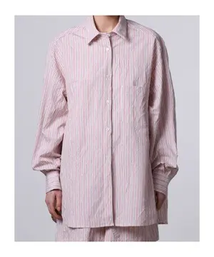 ROBERTO COLLINA Oversized Crinkled Striped Shirt