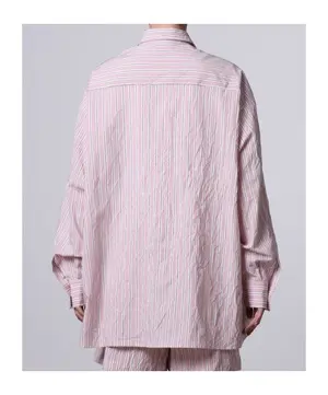 ROBERTO COLLINA Oversized Crinkled Striped Shirt