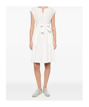 Woolrich Belted Poplin Short Dress - White