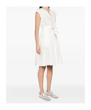 Woolrich Belted Poplin Short Dress - White