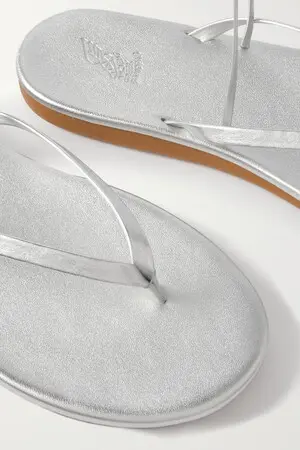 ANCIENT GREEK SANDALS Metallic Leather Ankle Tie Sandals