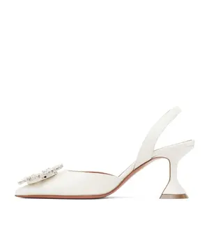 Amina Muaddi Begum Sling 70 Pointed-toe High-heeled Sandals - White