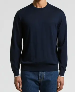 Peserico Crewneck Jumper With Contrasting Stripe Trim - Black