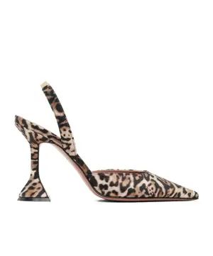 Amina Muaddi Holli Sling 95 Leopard Print Pointed Toe High-heeled Sandals - Black